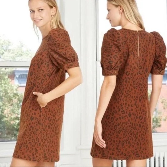 Universal Thread | Dresses | Universal Thread Leopard Denim Mini Dress ...